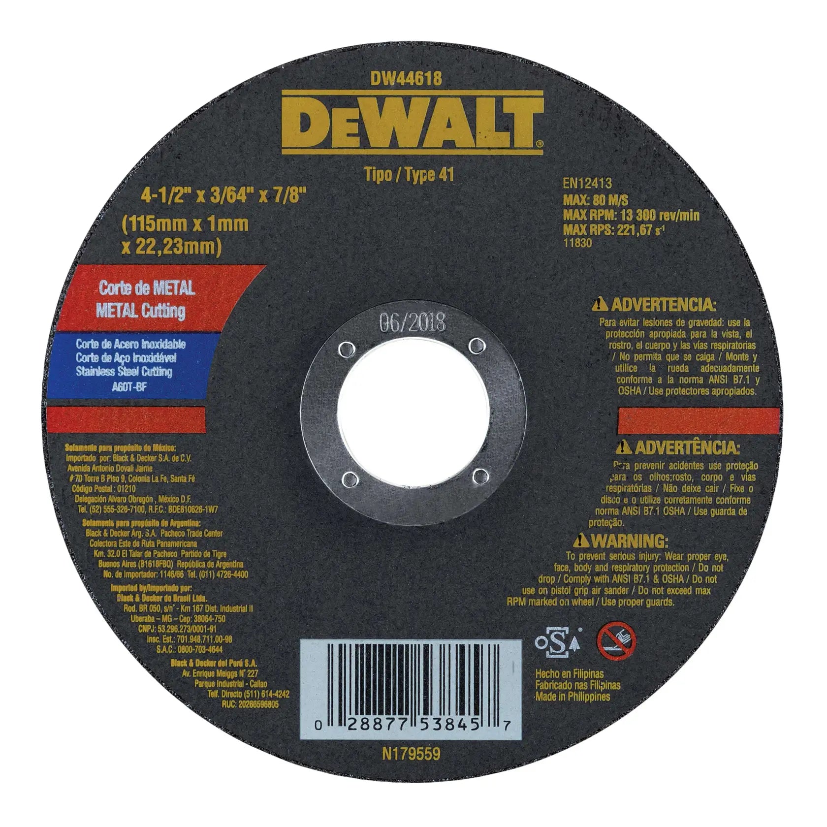 Disco de corte T41 Dewalt de 4 1/2" para metal – GRUPODONPEDRO